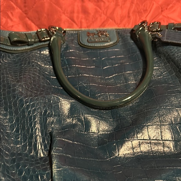Coach | Bags | Coach Blue Crocodileembossed Shoulder Bag | Poshmark